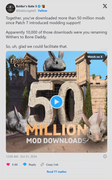 《博德之门3》Mod下载量超过5000万次‼️ - •死侍•的动态 - TapTap