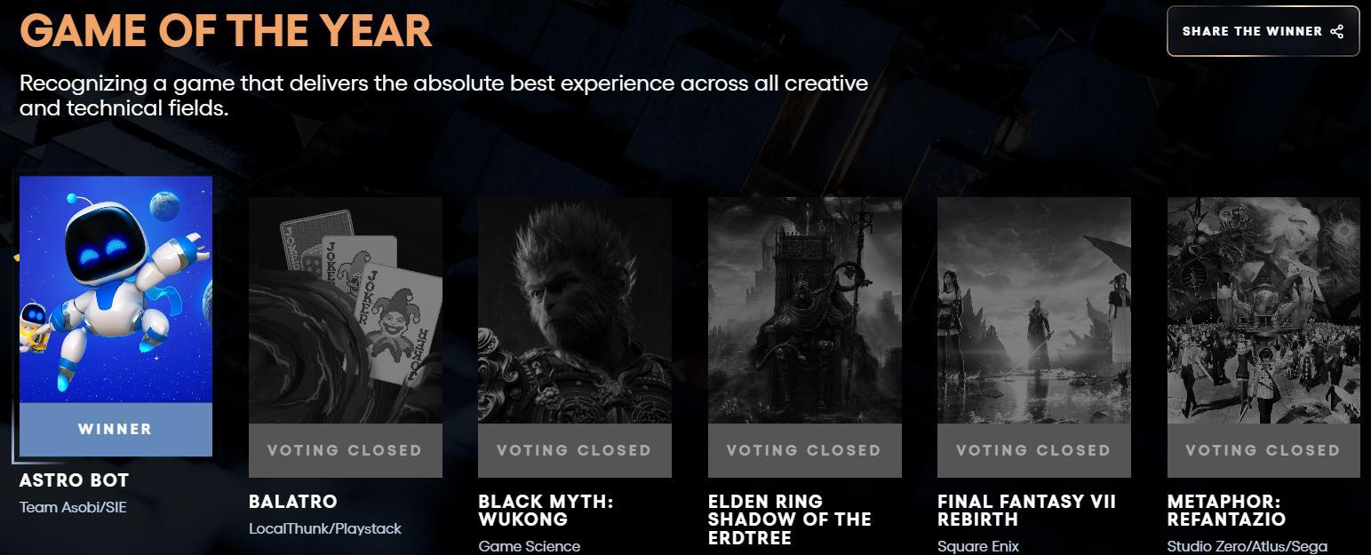 TGA 2024：《宇宙机器人》获得年度最佳游戏 - 3DM游戏网的动态 - TapTap